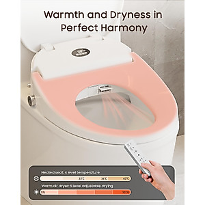 Electronic Elongated Bidet Toilet Seat: GREENEVER Smart Bidet Warm Water Rear and Front Wash Warm Air Dryer & LED Light, Multiple Spray Modes Wireless Remote Seat Sensor, Bidet Attachment for Toilet