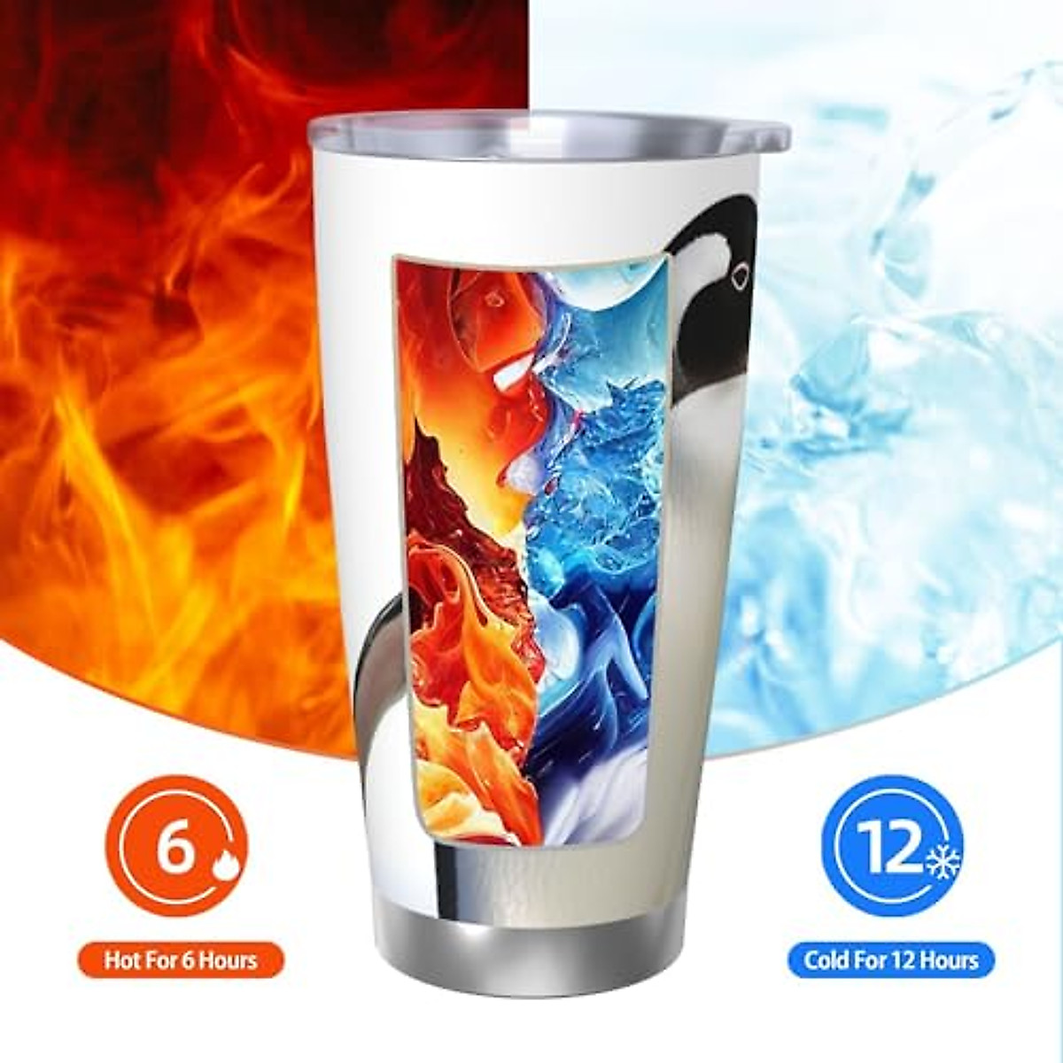 Penguin Tumbler with Lid and Straw 20oz Stainless Steel Car Cup for Hot and Cold Drinks, Double Wall Insulated Travel Coffee Mug Reusable Drink Thermos Cup Birthday Gifts