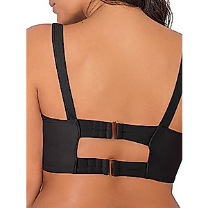 Smart & Sexy womens Plus-size Long Lined Underwire Top fashion bikini sets, Black Hue, 36DDD US