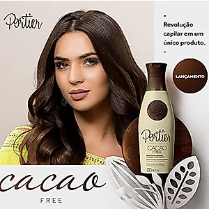 Portier Cacao Shampoo and Brazilian Hair Mask for Dry, Damaged Hair, Advanced 2-Step Treatment, Smoothing and Moisturizing Haircare for Curly, Color Treated, or Frizzy Hair. Each Bottle is 34fl.oz/1L