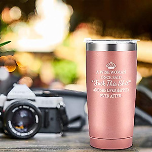 GINGPROUS A Wise Woman Once Said Travel Tumbler for Women, Friends Travel Tumbler for Divorce Coworker Retirement, 20 Oz Stainless Steel Insulated Tumbler with Lid and Straws, Rose Gold