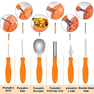 Yatashing Pumpkin Carving Kit Tools 12Pcs DIY Jack-O'-Lantern Professional Sturdy Stainless Steel Supplies Carving Stencils Zipper Bag for Adults & Kids and Halloween Decorations