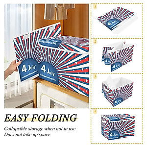 YETTASBIN 4th of July Storage Basket with Lid and Handles, Large Collapsible Fabric Storage Bins Sturdy Storage Organizer for Shelves, Closet, Bedroom, School, Office, Home Decor