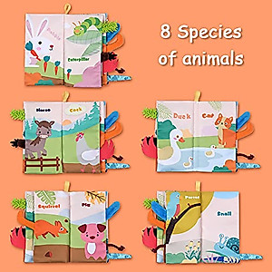 Vicloon Baby Books 0-6 Months, Soft Cloth Books Baby Books Bath Books, Infant Tummy Time Toys High Contrast Sensory Baby Toys Crinkle Squeaky Washable Chewable Non-Toxic Early Educational Book