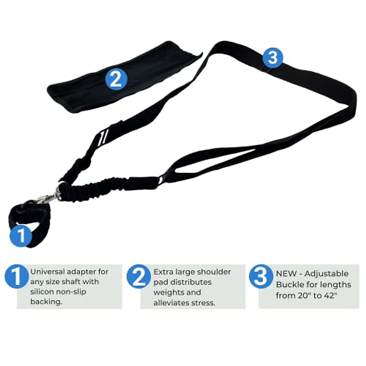 Sling Swing Adjustable Weed Eater & Grass String Trimmer Harness Shoulder Strap w/ Shock Bungee, Quick Detach Swivel, Ambidextrous, Limb Strain & Arm Stretch Tool - Professional Comfort Garden Tools