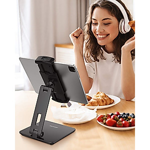 AboveTEK Business Kiosk Aluminum Tablet iPad Stand, 360° Swivel Tablet & Phone Holders for Any 4"-15.6" Display Tablets/Cell Phones/Portable Monitor, Sturdy for Store POS Office (Grey)