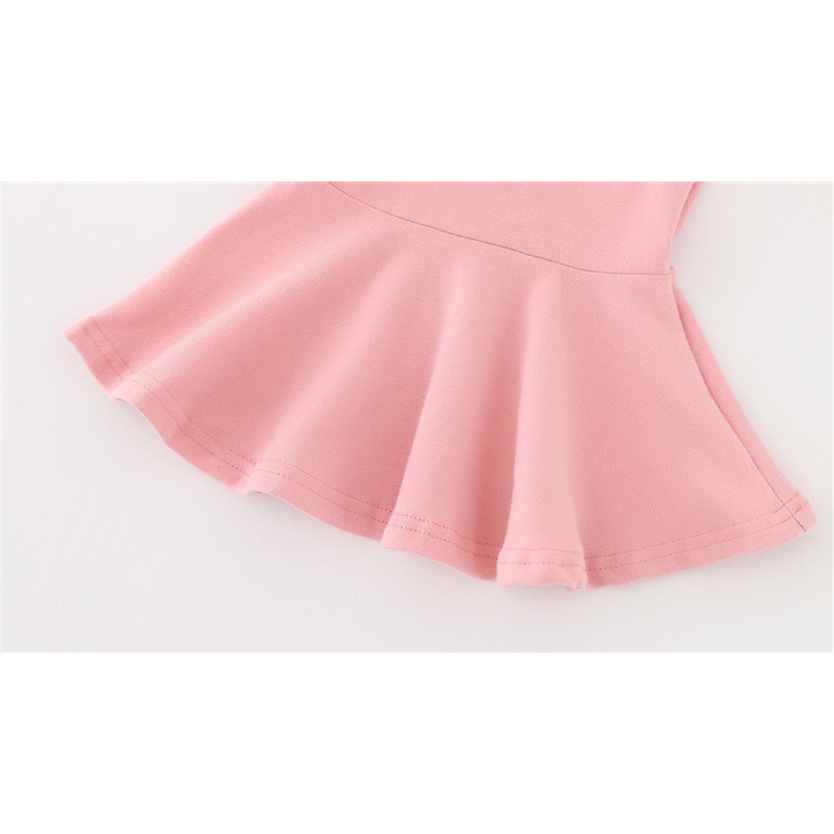 Csbks Toddler Baby Girls Long Sleeve Cotton Dress Solid Ruffle Tops 2T Pink