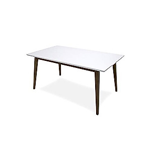 Allora 47" Mid-Century Modern Universal Top Rectangle Modern Wood Dining Table for Kitchen, Dining Room in Walnut and White