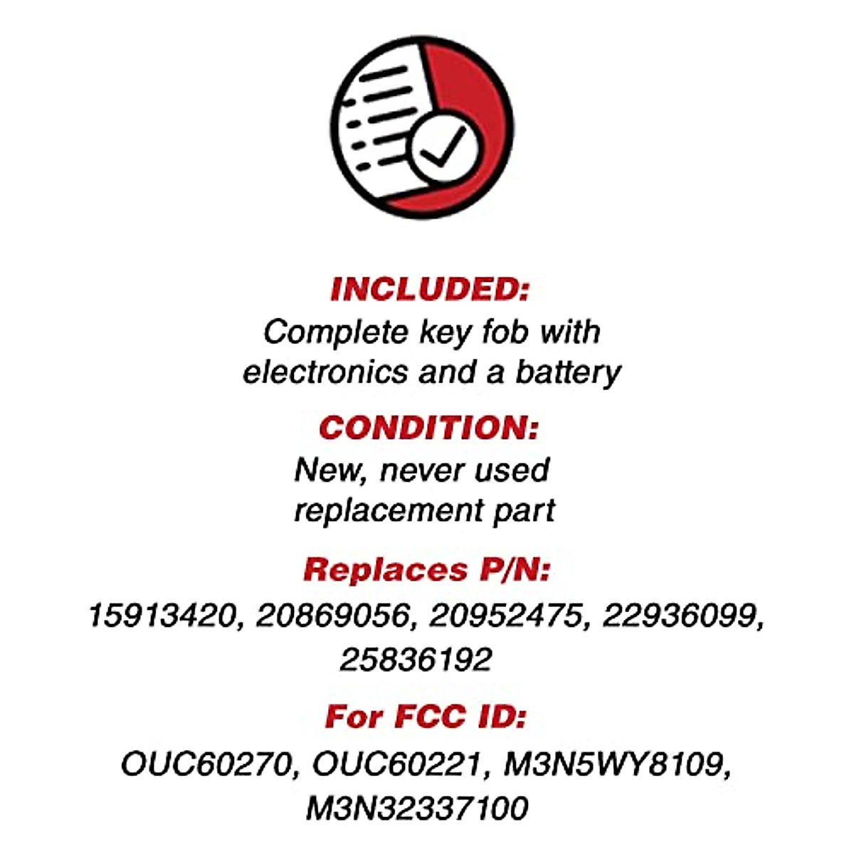 KeylessOption Keyless Entry Remote Car Key Fob Alarm for Chevy Colorado Silverado GMC Canyon Sierra M3N-32337100