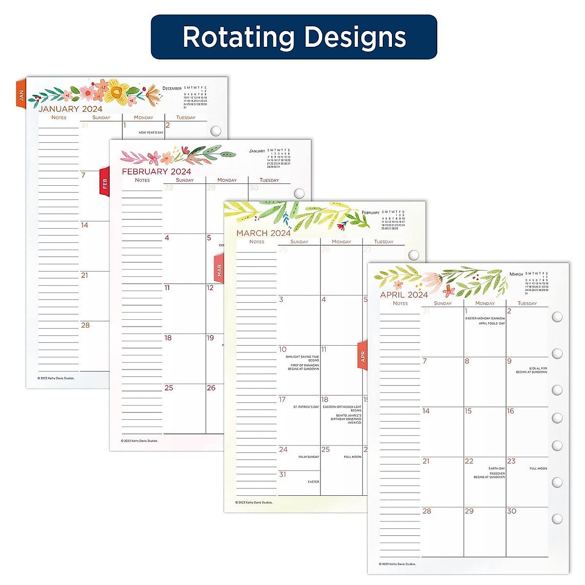 AT-A-GLANCE 2024 Monthly Planner Refill, 52132 DAY-TIMER, 5-1/2" x 8-1/2", Size 4, Desk Size, Kathy Davis (KD81-685-24)