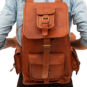 Shy Shy Let’s Touch The Sky Rustic Vintage Leather Backpack Travel Rucksack knapsack Daypack Bag for Men Women Brown (20 X 10 X 8 inches)