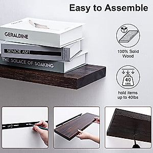 Axeman 48 Inch Floating Shelf, 8 Inch Deep Solid Pine Wood Shelves, Rustic Wall Mounted Shelves for Wall Decor & Storage, Dark Wood Shelves for Bathroom Kitchen Living Room - Dark Walnut