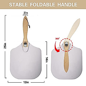 HEGO YUM Pizza Peel,Pizza Paddle,12x14 inch Pizza Spatula for Oven with Foldable Wood Handle for Easy Storage,Aluminum Pizza Spatula Paddle Metal for Homemade Pizza/Baking/Bread/Pastry/Dough/Cake