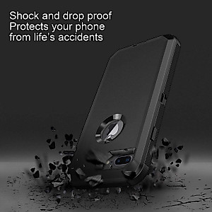 I-HONVA for iPhone 8 Plus Case, iPhone 7 Plus Case Built-in Screen Protector Shockproof 3-Layer Full Body Protection Rugged Heavy Duty Cover Case for Apple iPhone 8 Plus/7 Plus, Black