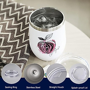 silichee 20 Oz Stainless Steel Wine Tumbler with Lid on Watercolor Applestyle Zentangle Insulated Tumblers Vacuum Coffee Mugs for Hot and Cold Drinks,Coffee,Wine