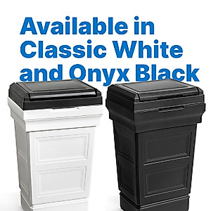 Step2 Atherton Large Garbage Container, Indoor/Outdoor Durable & Stylish Trash Can with Lid, Weather-Resistant, Classic White