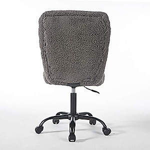 Urban Shop Rabbit Faux Fur Rolling Computer Desk Chair, Charcoal