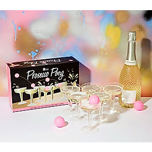 Talking Tables Prosecco Adult Drinking Includes Glasses & Ping Pong Balls | Games for Bachelorette Party, Girls Night, Birthday, Bridal Shower, NYE, Cham, 12 Glasses