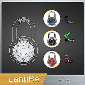 LanuBe Lock Standard Dial Combination Lock, 2 in. Wide, with Different Combinations, Black Turnplate, Pack of 16; Lock for School, Employee, Gym & Sports Locker, Case, Toolbox, Fence and so on