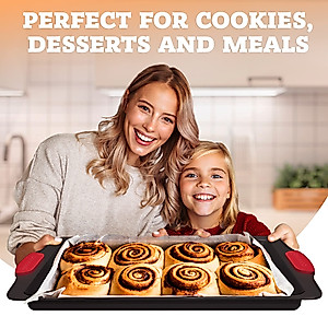 Premium Non-Stick Baking Sheets Set of 3 - Deluxe BPA Free, Easy to Clean Racks w/ Silicone Handles - Bakeware Pans for Cooking Baking Roasting - Lets You Bake The Perfect Cookie or Pastry Every Time
