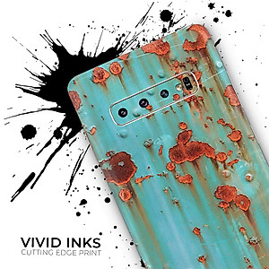 DesignSkinz Teal Painted Rustic Metal Protective Vinyl Decal Wrap Skin Cover Compatible with The Samsung Galaxy S20 (Screen Trim & Back Glass Skin)