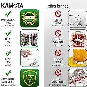 KAMOTA Mason Jars, 8 oz Glass Jars With Regular Lids and Bands, Ideal for Jam, Honey, Wedding Favors, Shower Favors, DIY Spice Jars, 24 PACK, Extra 24 Lids & 30 Whiteboard Labels