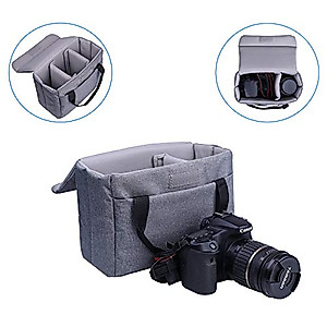 BOMKEE Camera Inserts Protective Bag Padded Insert Camer Cube Water Resistant DSLR SLR Case Foldable Liner for Sony,Canon,Nikon,Olympus Camera Lens Accessories Grey