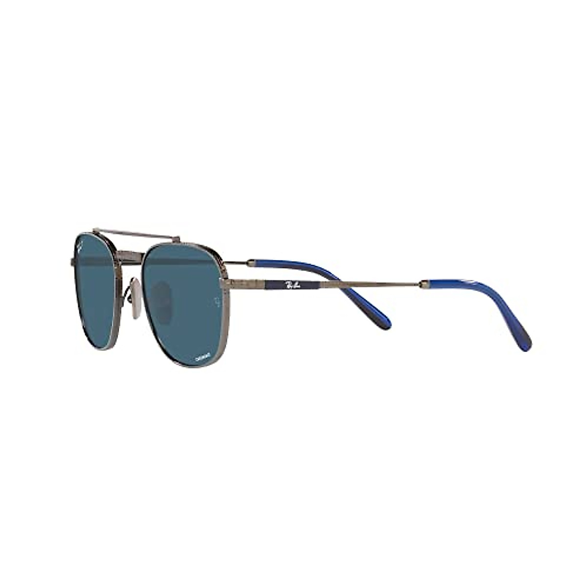 Ray-Ban RB8258 Frank II Titanium Pilot Sunglasses, Gunmetal/Polarized Blue, 54 mm