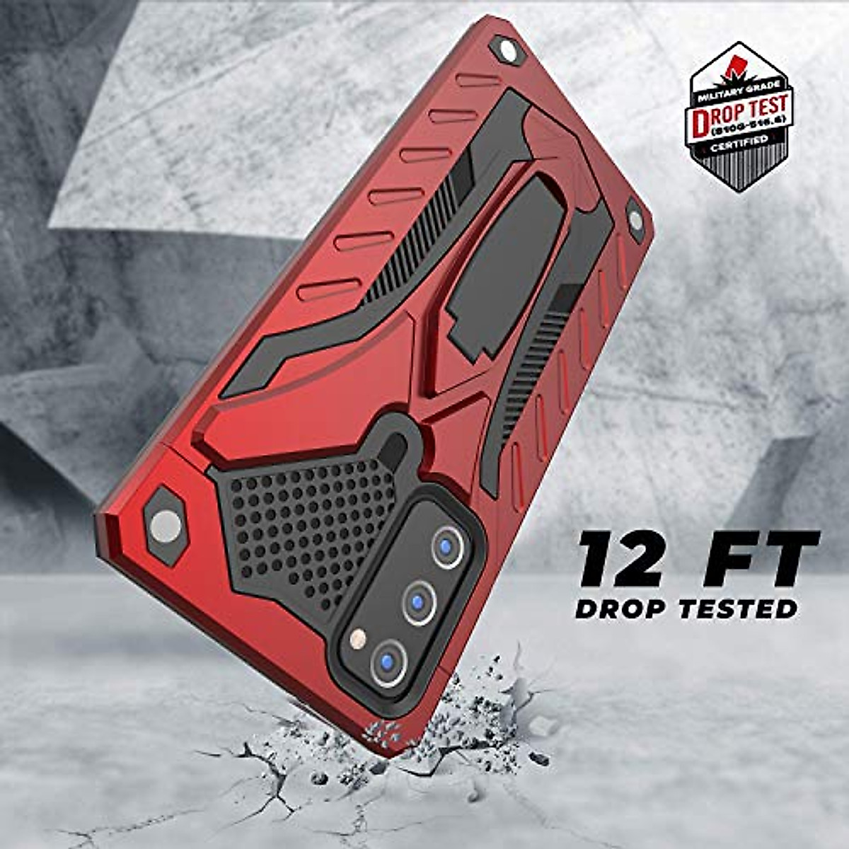 Kitoo Designed for Samsung Galaxy S20 FE Case with Kickstand 5G, Military Grade 12ft. Drop Tested - Red