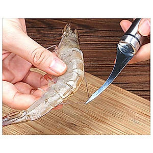 WOIWO 1 PCS Stainless Steel Shrimp Opener to Remove Shrimp Line Knife Cleaning Shrimp Line Profile Fish Belly Knife Shrimp Opener Shrimp Stripper Kitchen Tools
