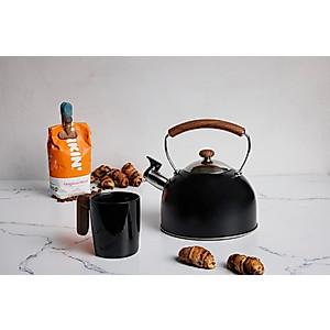 Phantom Chef Tea Kettle | 2 Quart, 2.7 L | Stainless Steel | Stay-Cool Touch Handle | Whistle Sounds when Water Boils | Hand wash | Anti-Rust | Teakettle Teapot All Heat Sources | Full Handle (Green)