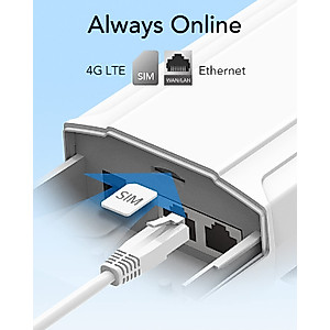 Cudy Unlocked Outdoor 4G LTE Modem Router with SIM Card Slot, N300 WiFi, EC25-AFX, IP65, PoE or DC, Pole or Wall mounting, DDNS, VPN, Cloudflare, LT300 Outdoor