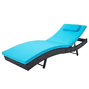 Incbruce Patio Chaise Lounge Chair, Outdoor Reclining Chaise with Adjustable Backrest, PE Rattan Steel Frame Pool Lounge Chair