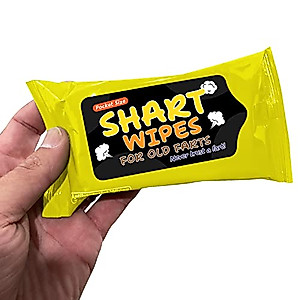 Shart Wipes for Old Farts - Over the Hill Gag Gifts for Mens Birthdays - Prank Gifts for Dads - Stocking Stuffers for Adults - Pocket Size Moist Towelettes, Disposable, 15 count