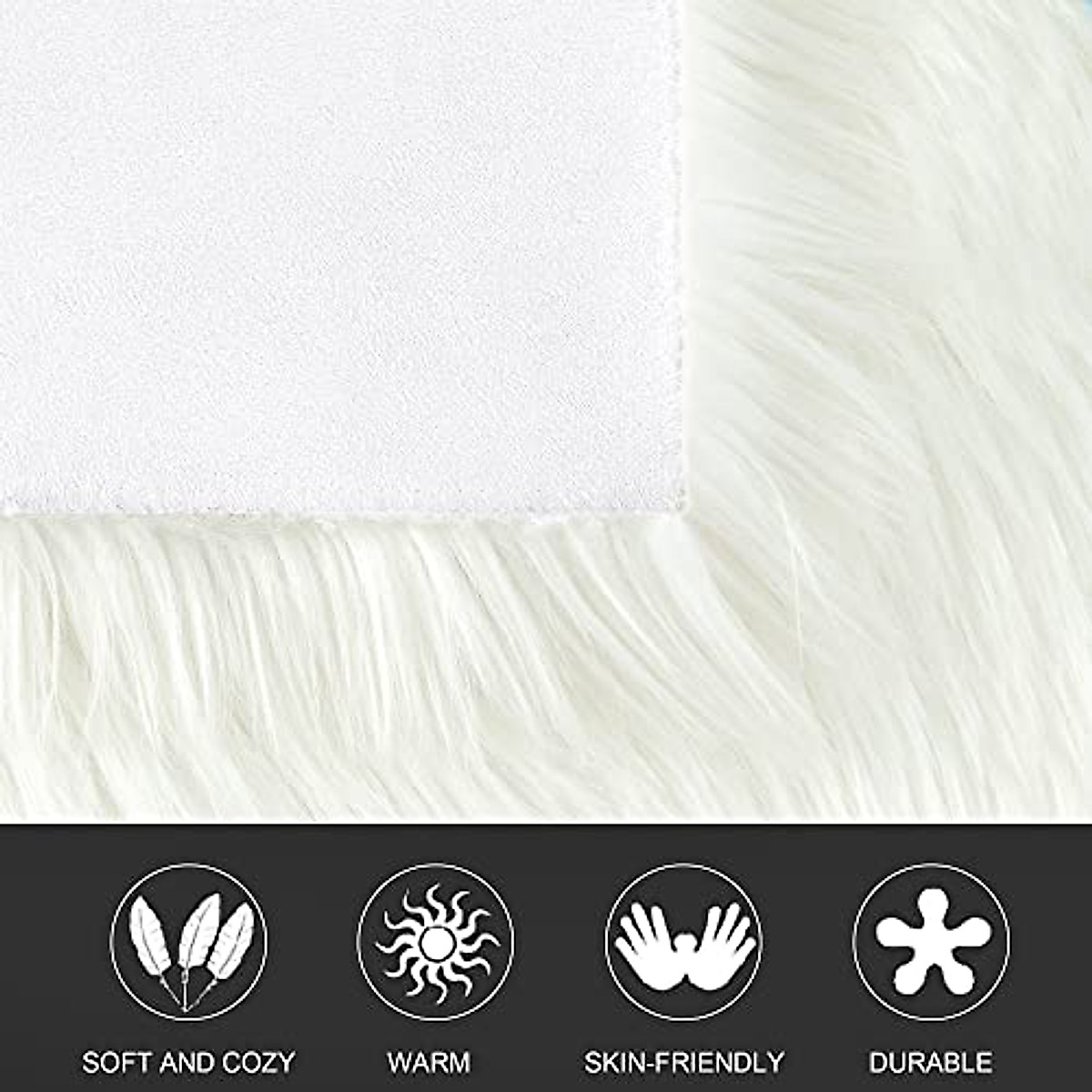 YJ.GWL White Faux Fur Rug for Bedroom, Luxury Fluffy Sheepskin Rugs Bedside Rug 2 x 3 Feet, Furry Carpet Small Shag Bedroom Rug, Soft Throw Rugs for Living Room, Kids Boys Girls Room Decor