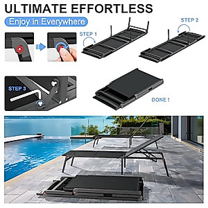 BSTOKCAM Outdoor Lounge Chair, Foldable & Assemble-Free Tanning Chaise Lounge with 0-60° Adjustable Backrest, Stainless Aluminum Sunbathing Lounge Chair for Patio, Pool, Beach - Black