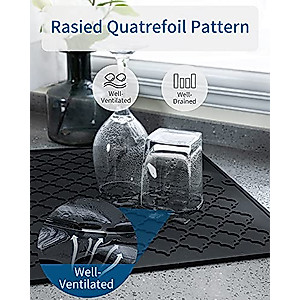 AMOAMI-Dish Drying Mats for Kitchen Counter Heat Resistant Mat Kitchen Gadgets Kitchen Accessories (12" x 16, BLACK)