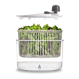 BINO | Salad Spinner - 2.75 Qt | Small Manual Lettuce Spinner | Salad Spinner with Salad Bowl for Serving | Fruit & Vegetable Basket & Spinner | Pasta and Herbs Spinner with Colander | Kitchen Gadgets
