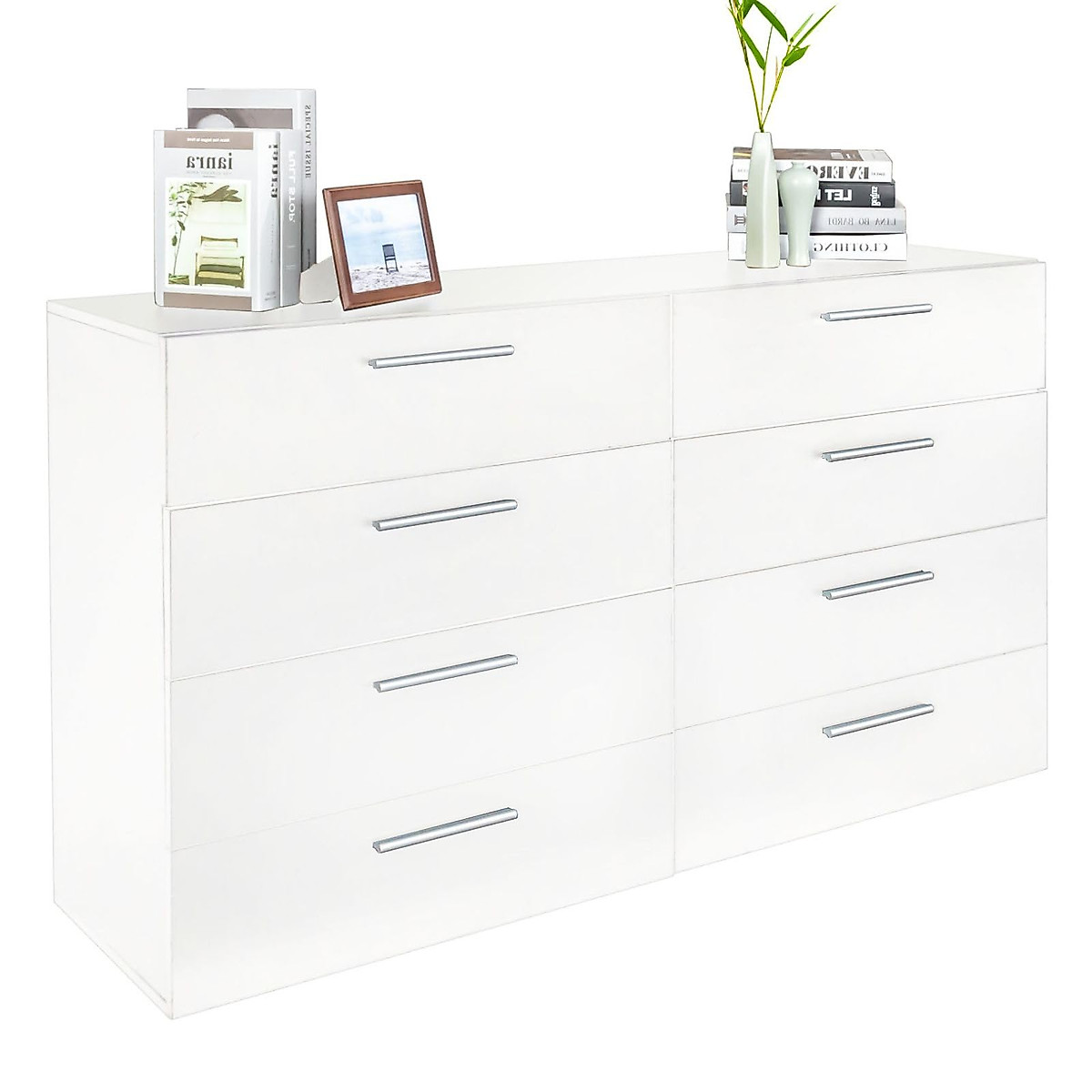 Karl home 8 Drawer Dresser for Bedroom, Wood Black Dresser Chest of Drawers, Bedroom Dresser TV Stand, Large Dresser Storage Chest with Deep Drawers, Bedroom Furniture, 47.2" X 15.7" X 31.5"