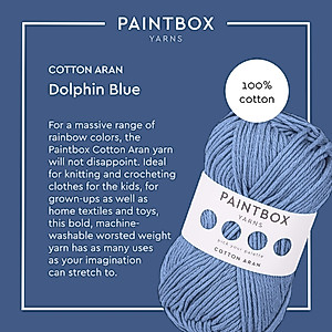 Paintbox Yarns 100% Cotton Aran Yarn 1.76oz (50g), 93 Yards (85m) - Dolphin Blue Worsted Wool for Crochet or Knitting - Soft, Lightweight for Clothes