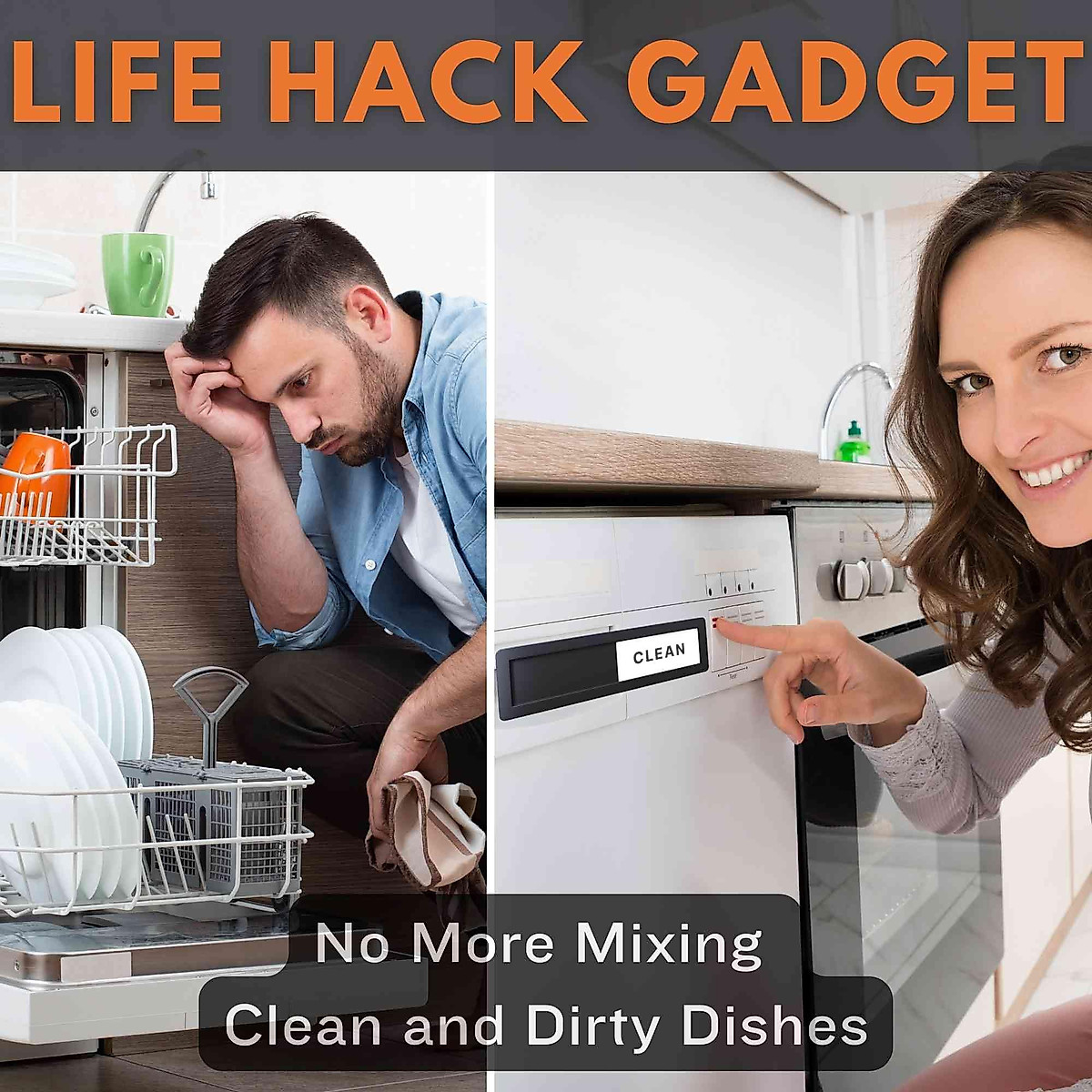 Mini Dishwasher Magnet Clean Dirty Sign - 3.9 x 1.1 inches - Extra Small Size - Slide Indicator Strong Magnetic Kitchen Gadgets - New Home Essentials - Countertop Dishwashers - Matt Black