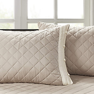 Madison Park 100% Cotton Daybed Cover Set - Trendy Design, All Season Luxury Bedding with Bedskirt, Matching Shams, Decorative Pillow, Diamond Quilted, Khaki 75"x39" 6 Piece