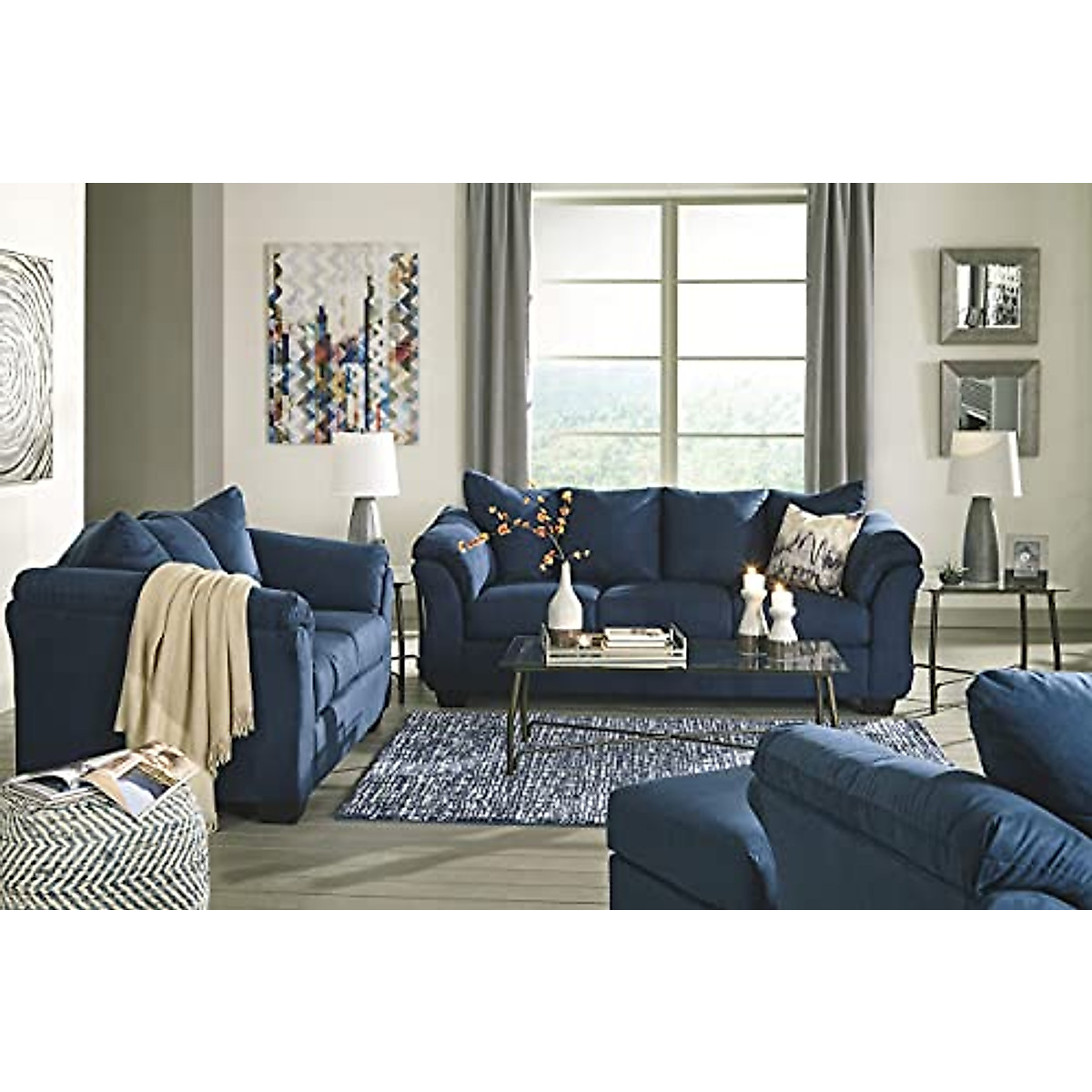 Signature Design by Ashley Darcy Casual Plush Sofa, Dark Blue