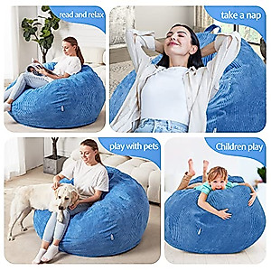 Homguava Bean Bag Chair: Teardrop Bean Bags with Memory Foam Filled, Compact Beanbag Chairs Soft Sofa with Corduroy Cover (Blue)