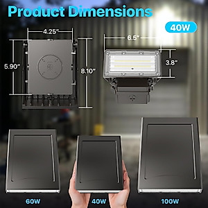 HYPERLITE Parking Lot Light 150W and 40W led Wall Pack Light with photocell