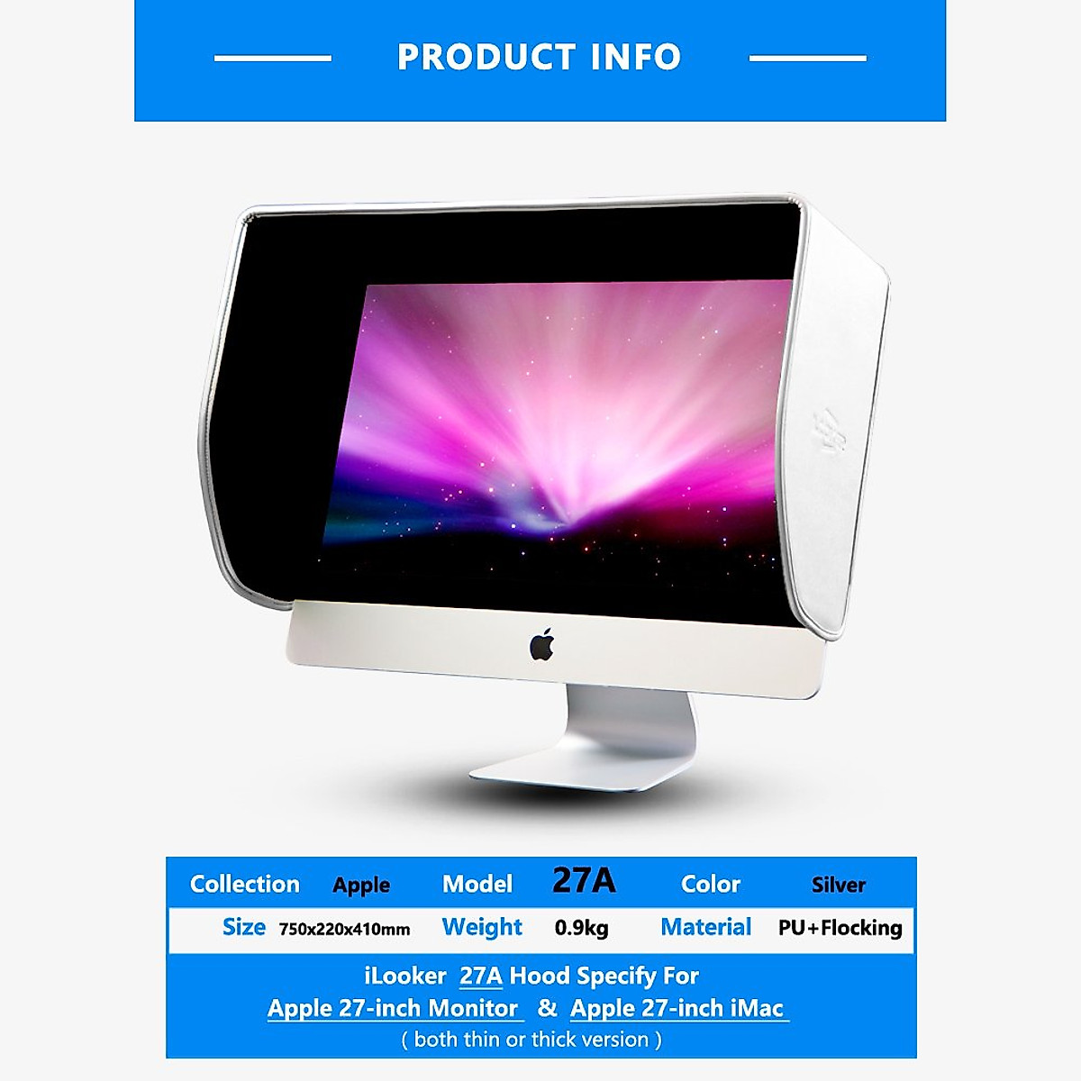 iLooker 27A Monitor Hood Sunshade Sunhood Compatible for Apple 27 inch iMac and Apple 27 inch Monitor