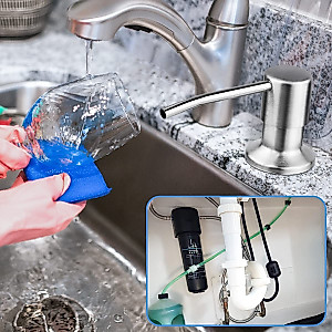 1 Pcs Dish Soap Dispenser for Kitchen Sink, Built in Soap Dispenser Countertop Pump Head with 49 in Extension Tube fit Kitchen Bathroom