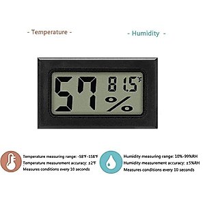 Mini Digital Thermometer, Humidity Meter, Hygrometer, and Hydrometer: Digital Temperature and Humidity Monitor for Reptile Incubator Brooders, Garden, Greenhouse, Fridge, Experiment use