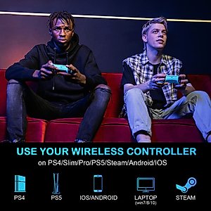 TOPAD Remote for PS4 Controller Compatible with Playstation 4/Pro/Slim/PC/Steam,Sucf Ymir Wireless Gamepad Controls for PS4 Mando with Paddles/Turbo/Precise Joystick/Audio/Bluetooth/Motion Sensor,Blue