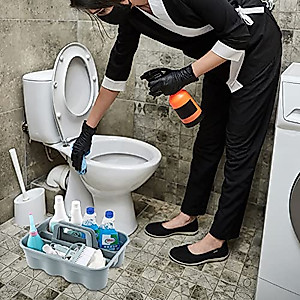 Qqbine Gray Plastic Storage Caddy, Cleaning Caddy with Handle, Pack of 6